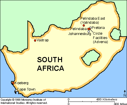 Map of South Africa’s Primary Nuclear-Related Sites | James Martin ...